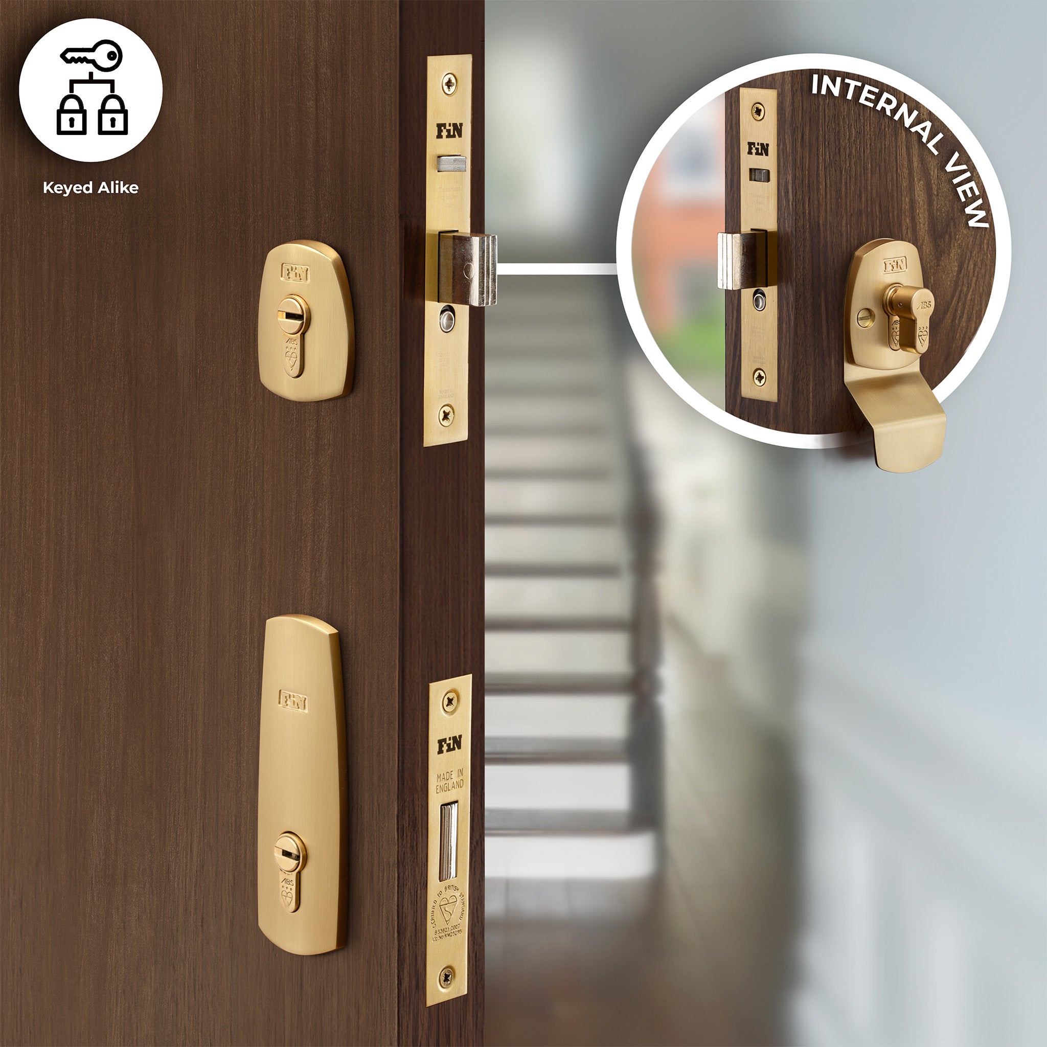 Dual Door Lock Set - Satin Brass – FinFort