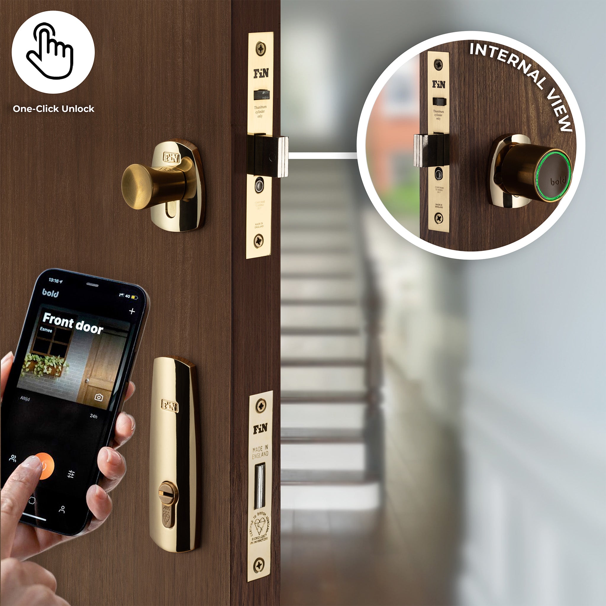 Smart Dual Door Lock Set - Polished Brass – FinFort